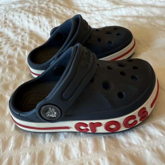 CROCS | Shoes | Crocs Blue And Red Sandals With Perforated Design ...